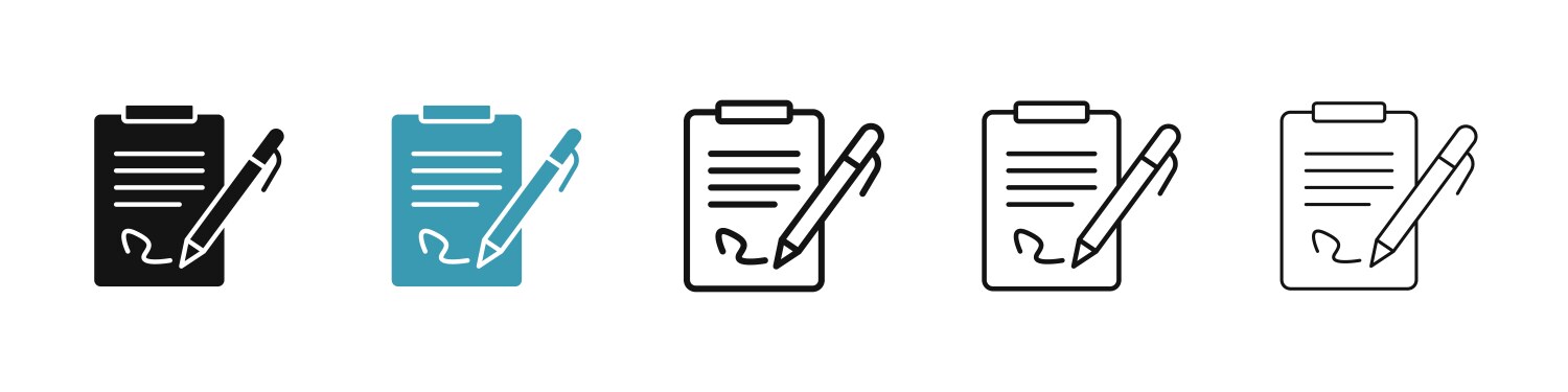 Document signed icon set contract paper Royalty Free Vector