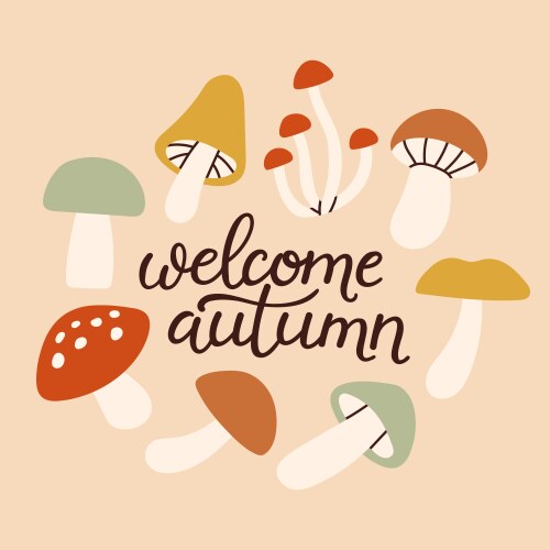 Hand drawn lettering welcome autumn banner fall Vector Image