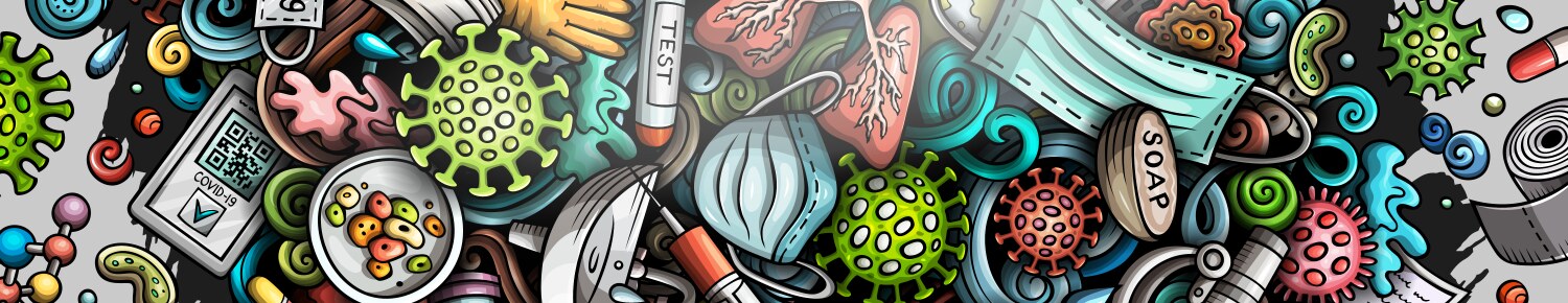 Cartoon doodles quarantine Royalty Free Vector Image