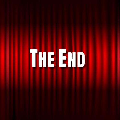 Red stage curtain with the end text gradient Vector Image