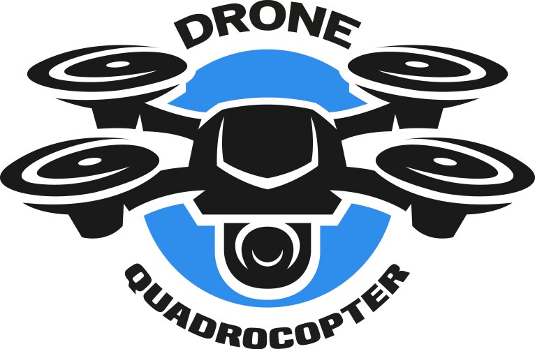 Drone quadrocopter logo Royalty Free Vector Image