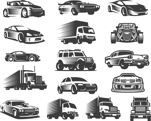 Car types flat icons Royalty Free Vector Image