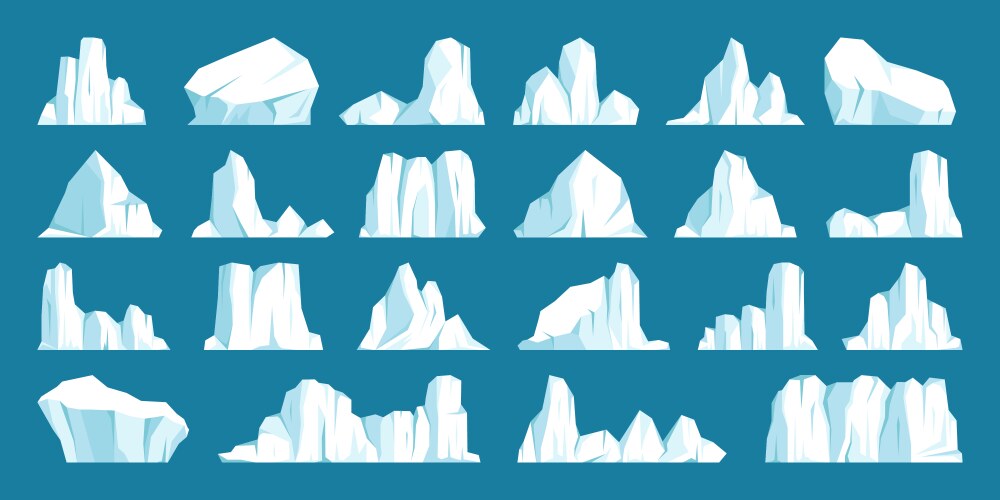 Floating icebergs collection drifting arctic Vector Image