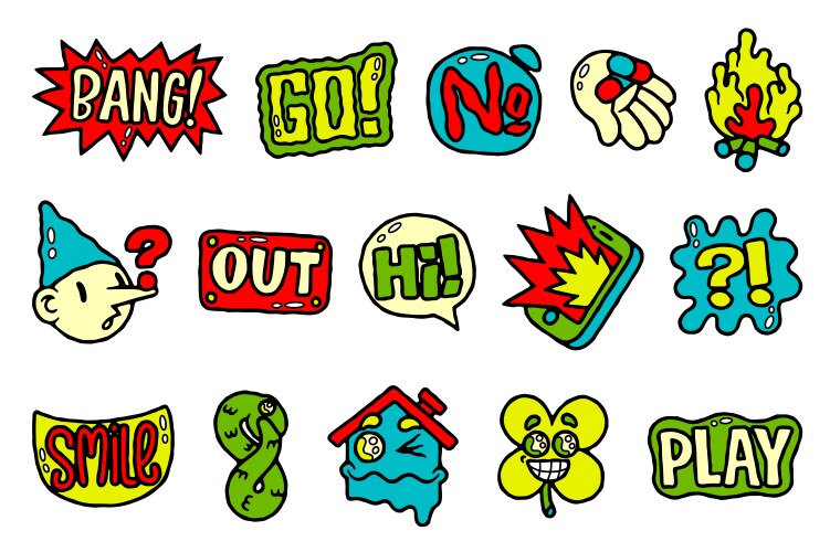 Set of cute cartoon stickers Royalty Free Vector Image