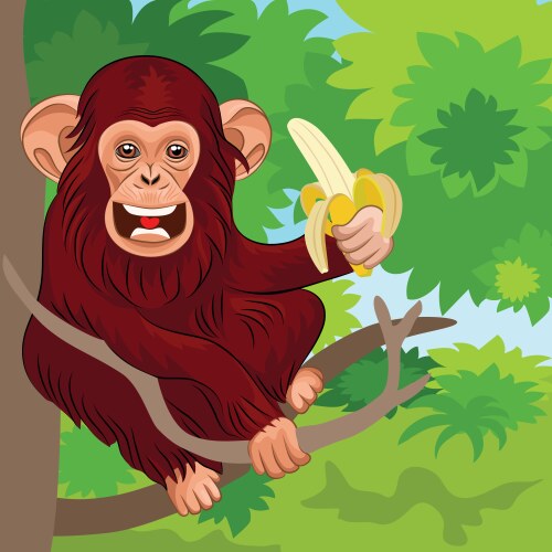 Happy cartoon chimp Royalty Free Vector Image - VectorStock