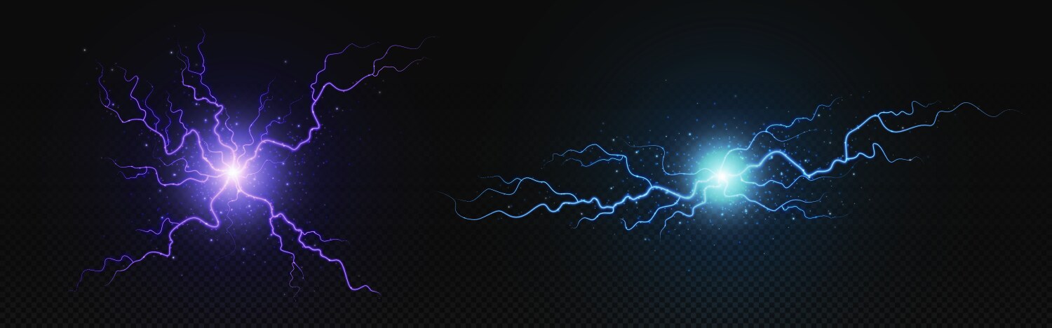 Electric lightning effect realistic thunderbolt Vector Image