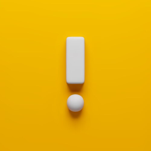 Realistic rotating white exclamation mark symbol Vector Image