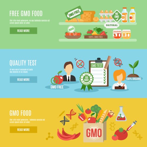 Gmo products banner horizontal set flat style Vector Image