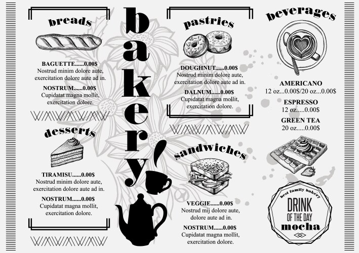 Restaurant placemat menu design template layout Vector Image