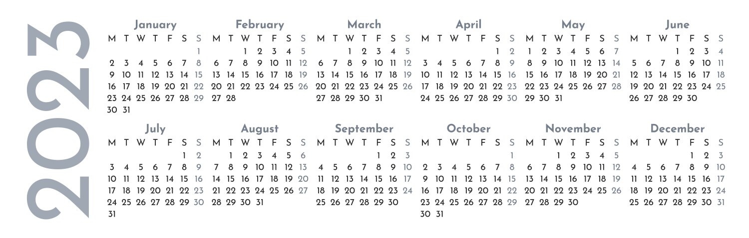 Set of monthly calendar templates for 2023 2024 Vector Image