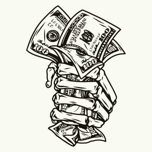 Hand holding dollar bills engraving Royalty Free Vector