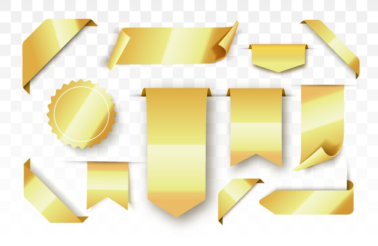 Golden ribbons banners and labels new tag Vector Image