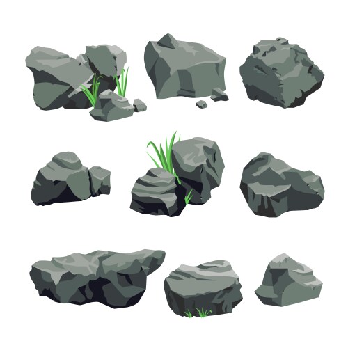 Rock stone set Royalty Free Vector Image - VectorStock