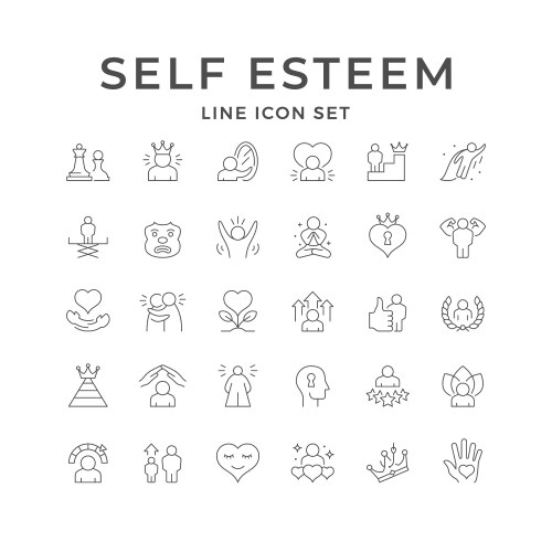 Improving self esteem concept icons set Royalty Free Vector