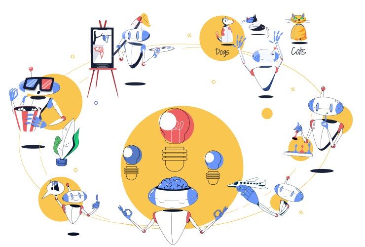 Artificial intelligence robot machine learning Vector Image