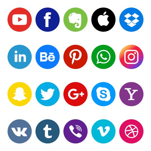 Set of social media mobile app icons in different Vector Image