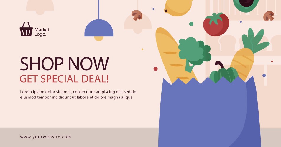 Hand drawn supermarket facebook cover Royalty Free Vector