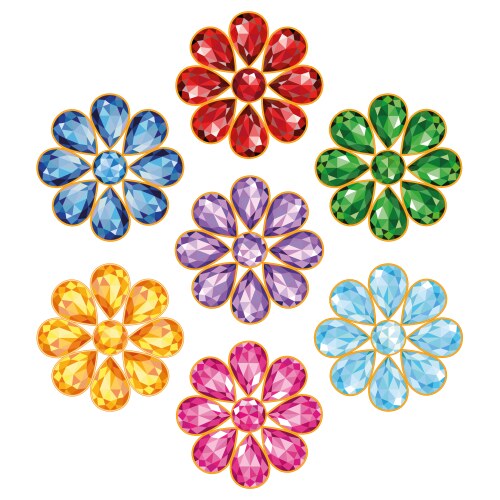 Colorful paper flowers with seven petals Vector Image