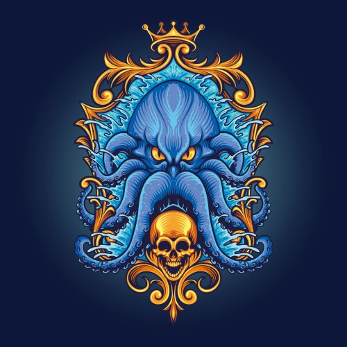 Skull kraken monster Royalty Free Vector Image