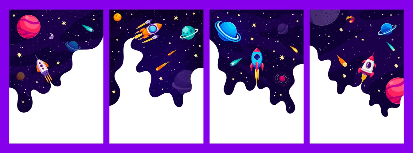 Border frame with space planets stars astronaut Vector Image