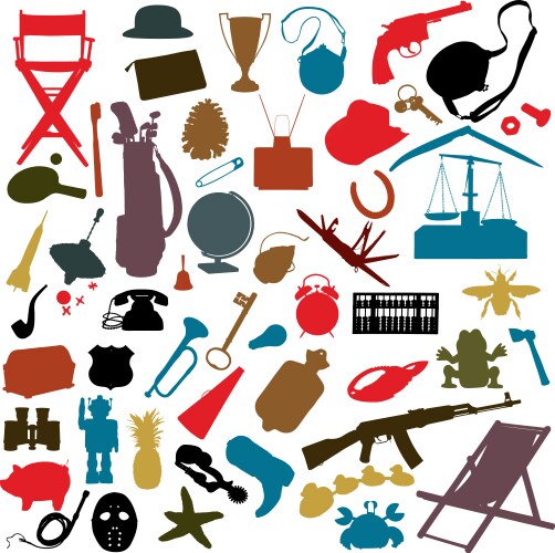 Set of brown color objects primary colors Vector Image