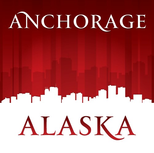 Anchorage single line skyline profile banner Vector Image