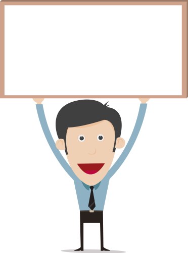 Cartoon holding blank board Royalty Free Vector Image