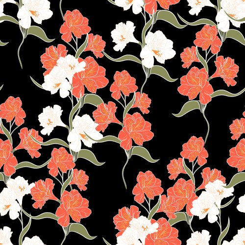 Peony flowers seamless vintage summer pattern Vector Image