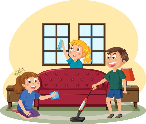 Kids Cleaning Up Clip Art