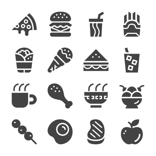 Food icon set on white background Royalty Free Vector Image