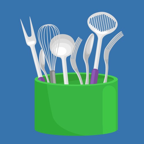 Blue kitchen Royalty Free Vector Image - VectorStock