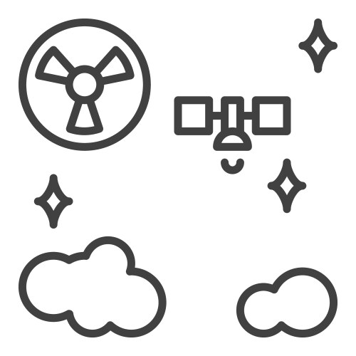 Space-based nuclear weapons and clouds linear Vector Image
