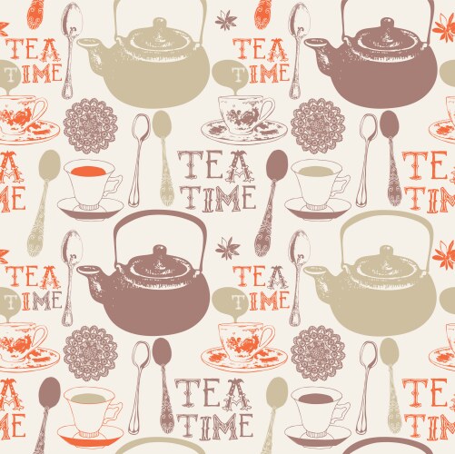 Vintage afternoon tea background Royalty Free Vector Image