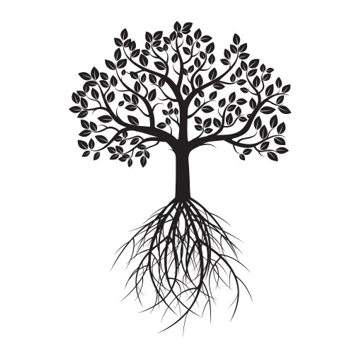 White old tree and roots Royalty Free Vector Image