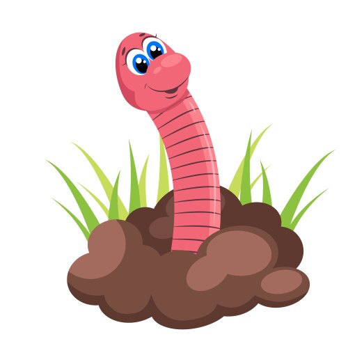 Cute pink smiling worm on white background Vector Image