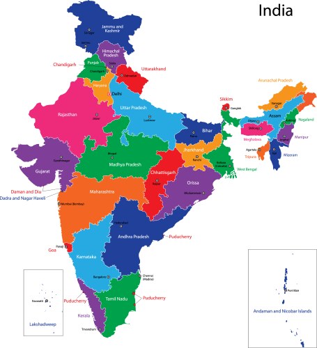 India States Political Map - 2023 Royalty Free Vector Image