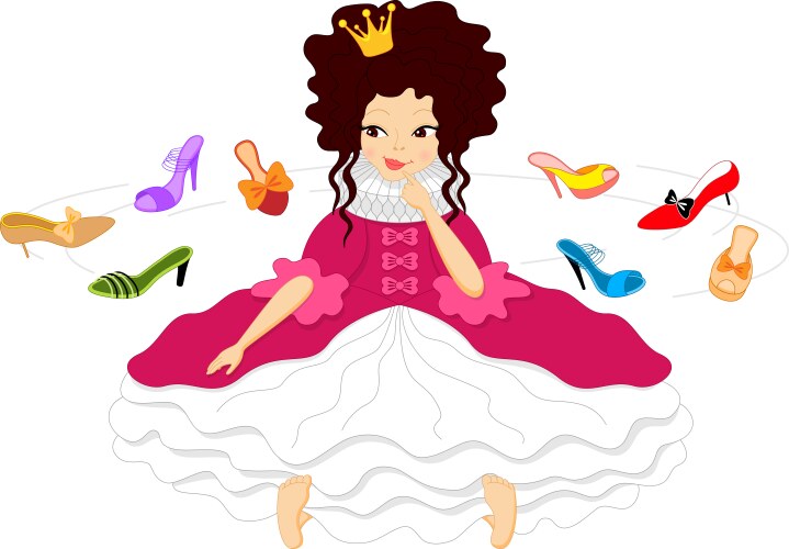 Princess and her shoe Royalty Free Vector Image
