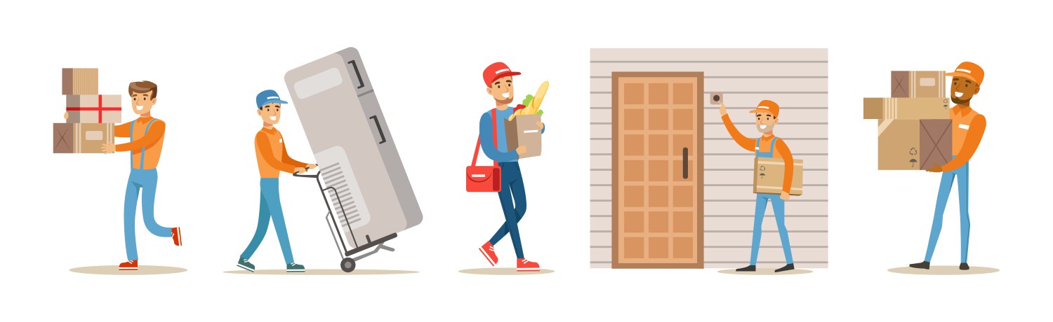 Man character delivery service worker bring Vector Image