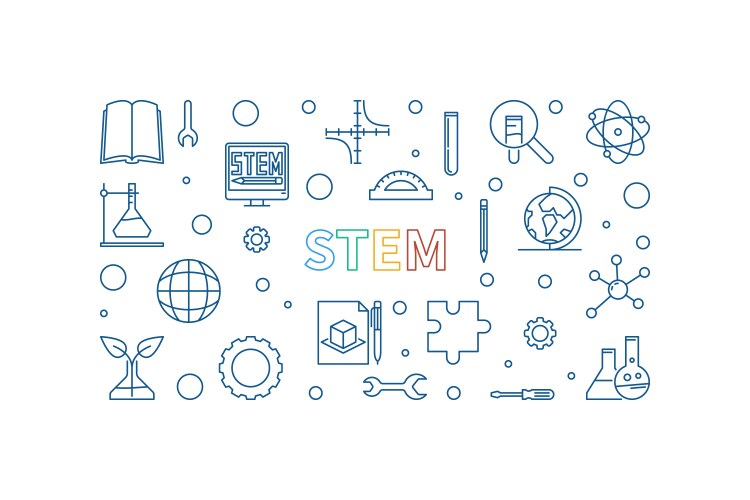 Science and math - stem learning red Royalty Free Vector