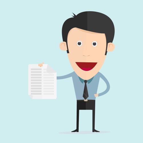 Cartoon with bar graph in flat design Royalty Free Vector