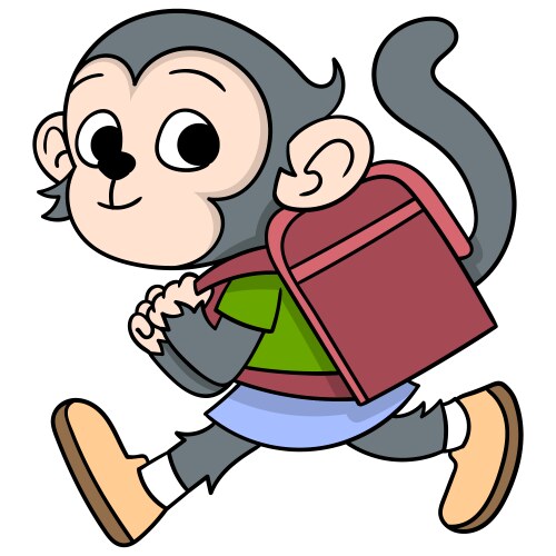 Female monkey student looking excited about going Vector Image