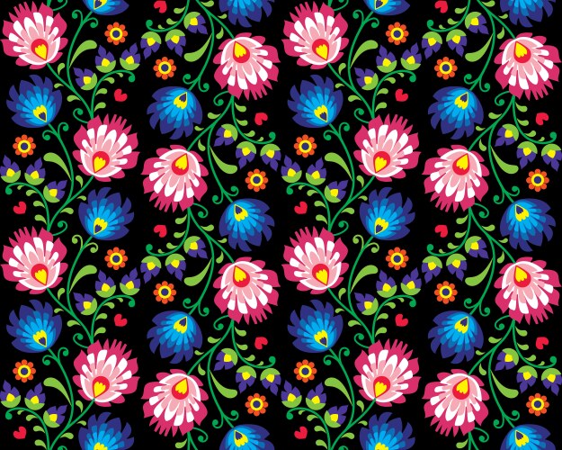 Polish folk art designs with flowers Royalty Free Vector