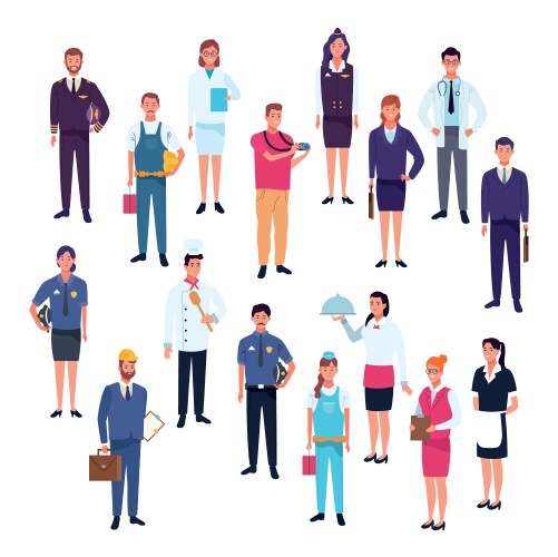 Professional workers labor day cartoons Royalty Free Vector