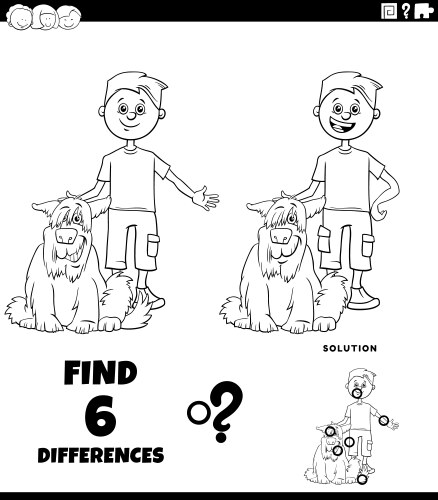 Differences activity with dogs in love coloring Vector Image