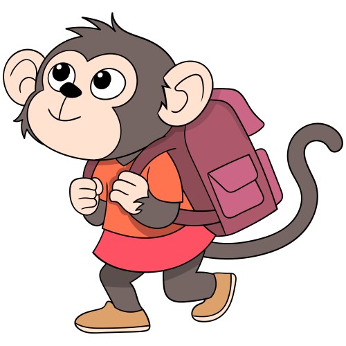 Male monkey student sitting reading a book Vector Image