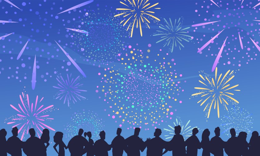 Fireworks cartoon composition Royalty Free Vector Image