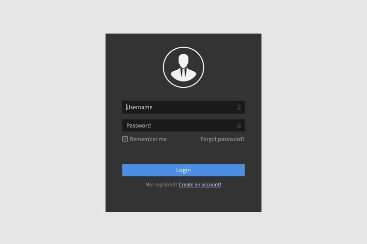 Flat modern login form ui template design Vector Image Flat modern login form ui template design Vector Image