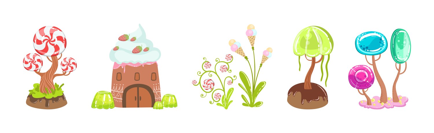 Sweet candy wonderland and forest object Vector Image