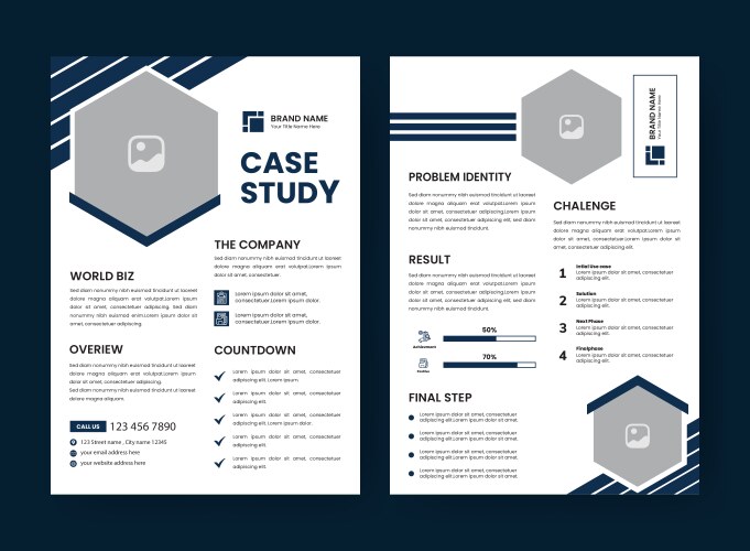 Business case study layout flyer Royalty Free Vector Image