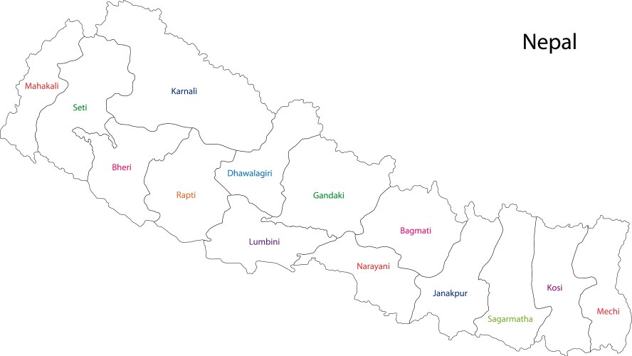 Nepal Administrative Map – Royalty-Free Vector | VectorStock
